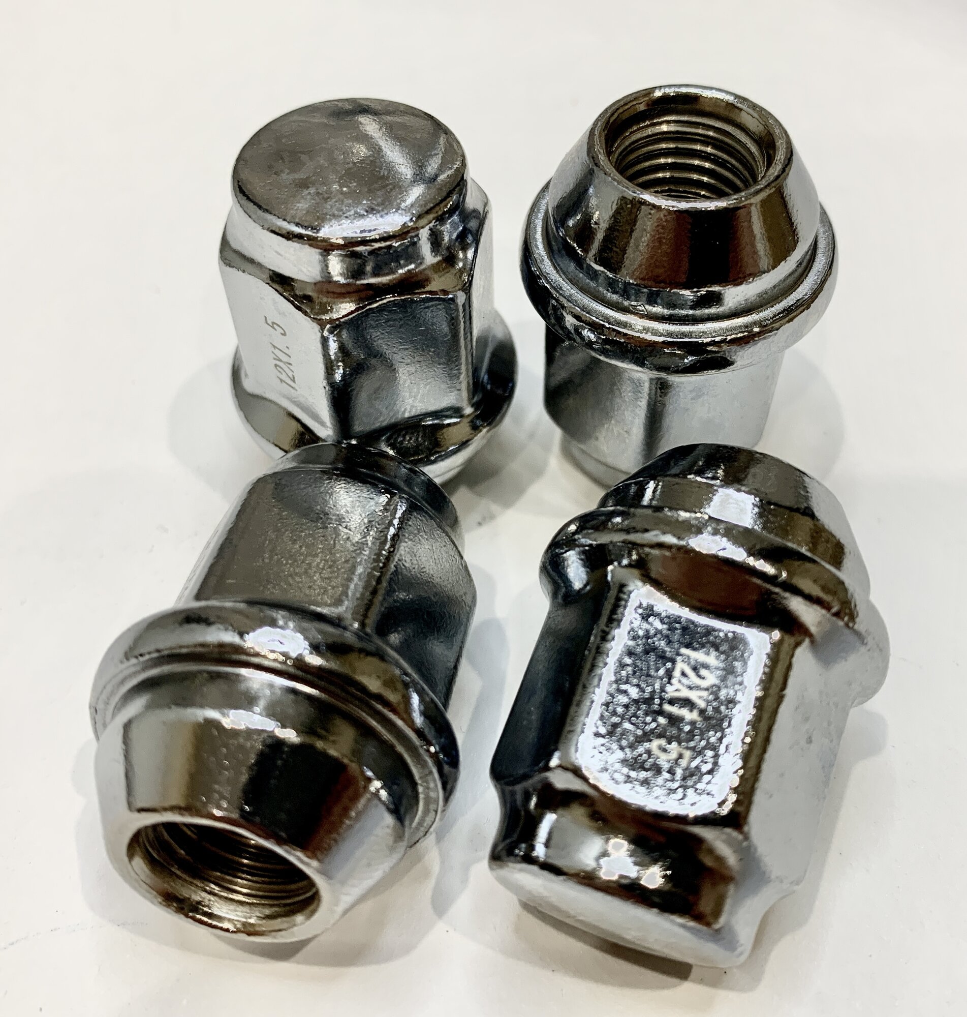 Гайка колесная, конус, M12 x 1,5, высота 35 мм, ключ 21, Хром 4 шт