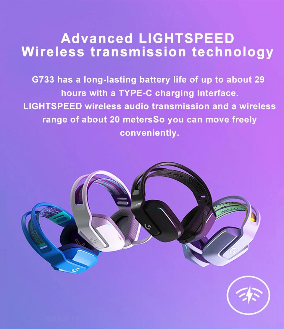 Беспроводная компьютерная гарнитура Logitech G G733 LightSpeed, голубой