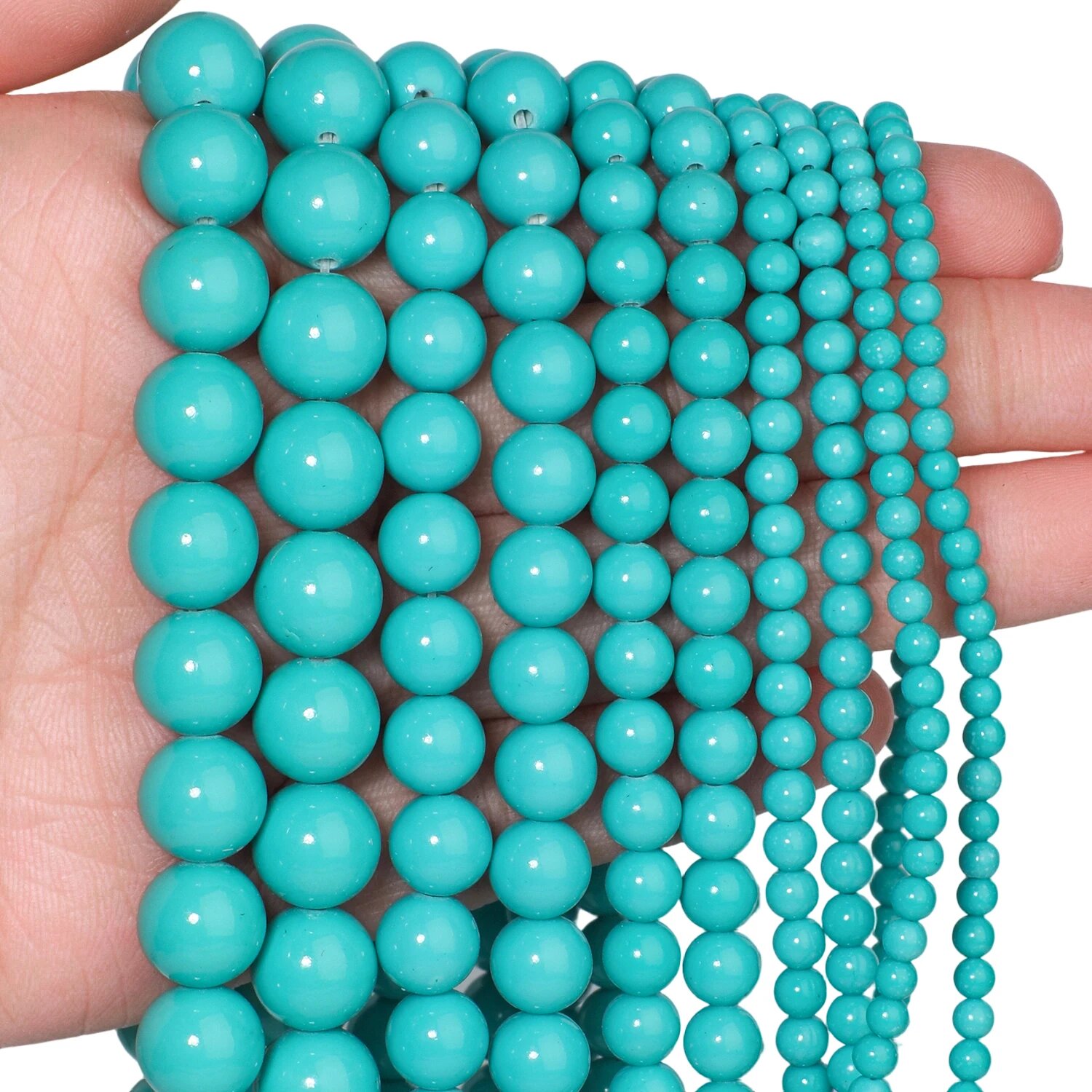 ГМB724 Говлит бусины голубые 3/4/6/8/10 мм 6mm about 55-60pcs, Blue green