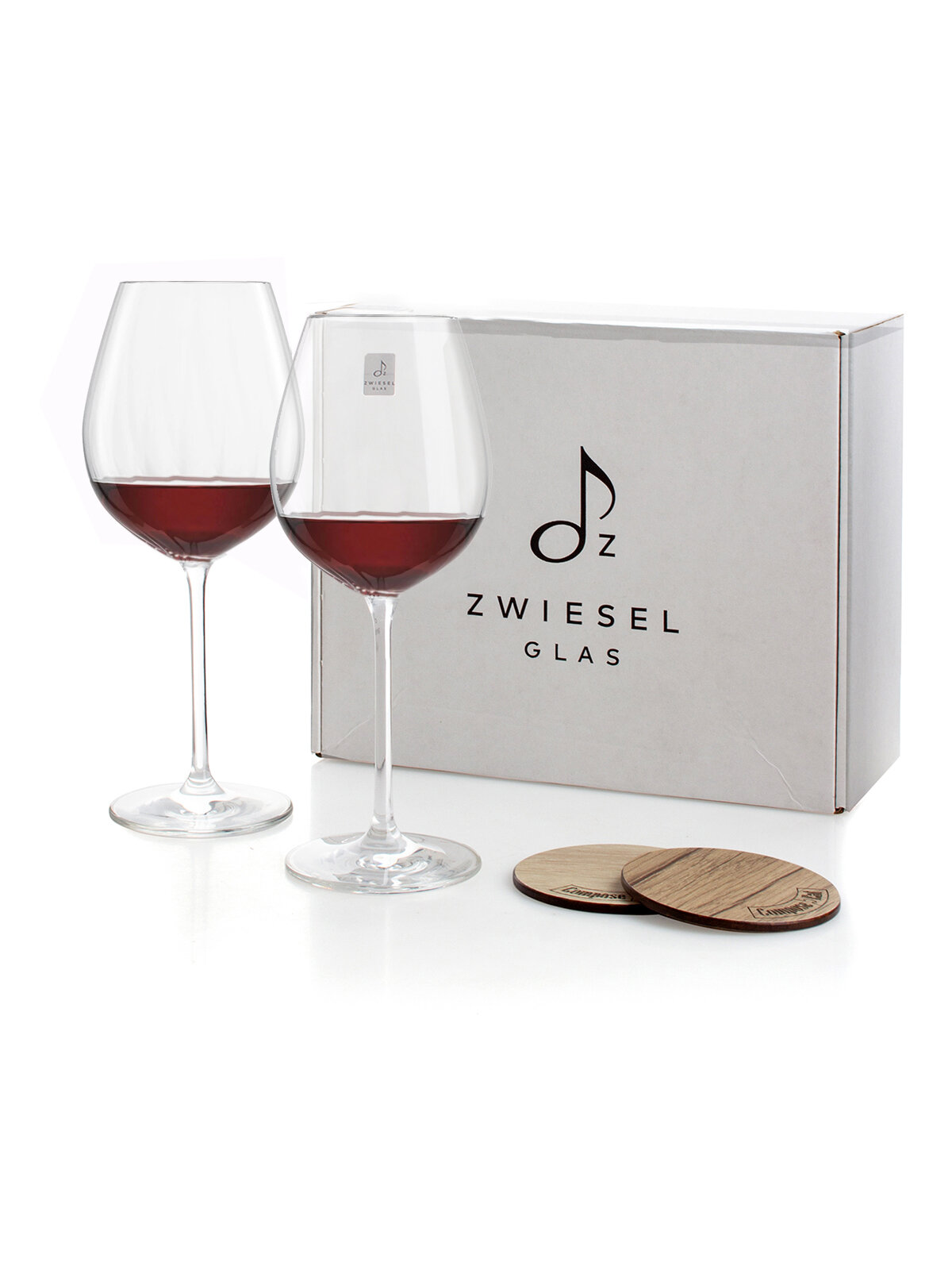 Набор бокалов для красного вина 2шт, Zwiesel Glas Промо, 613 мл, хрустальное стекло, c подставками для канапе, Германия