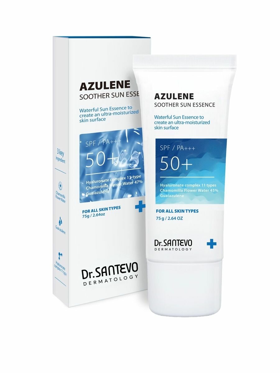 Dr.SANTEVO Успокаивающая солнцезащитная эссенция SPF50+/PA+++ Azulen Soother Sun Essence