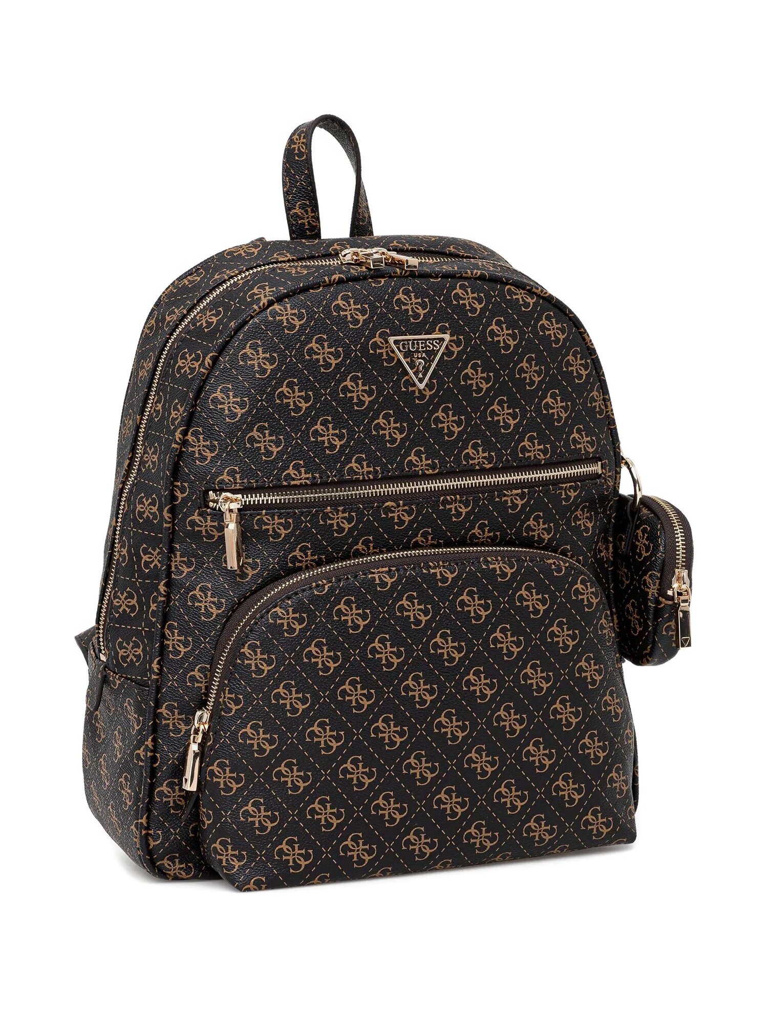 Сумка GUESS Monogram-pattern zip-pocket backpack, brown — фото 1