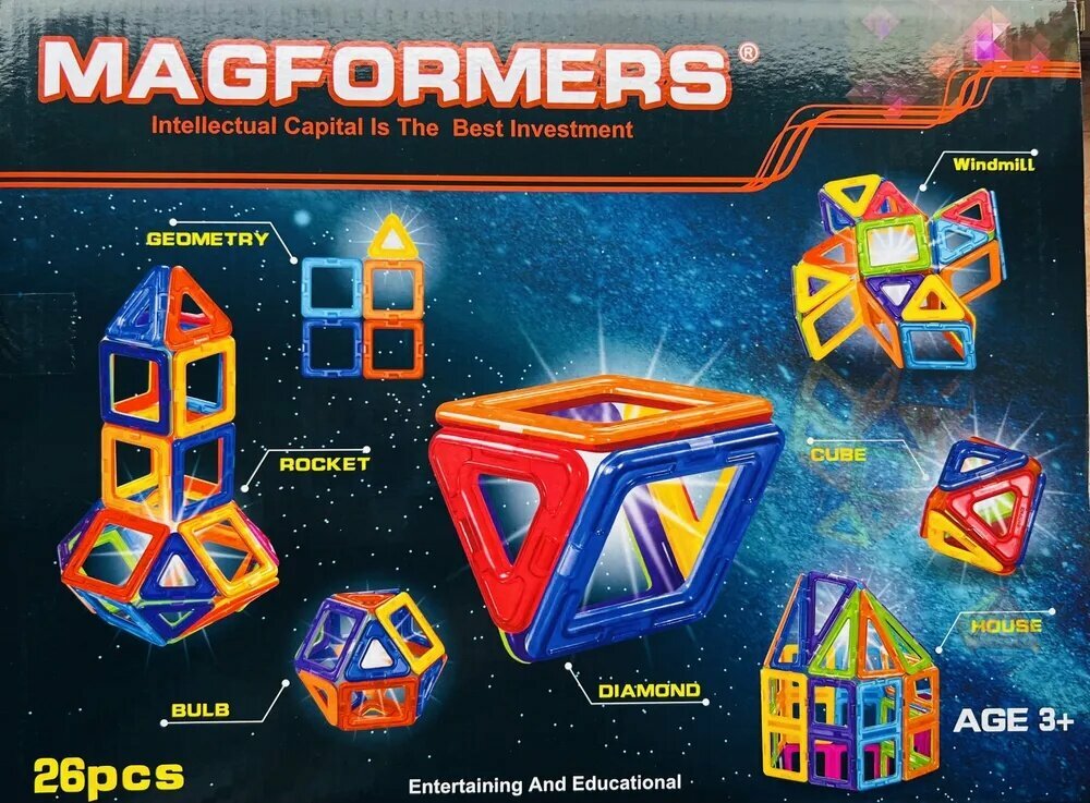 Магнитный конструктор MAGFORMERS 709007 Neon Led set