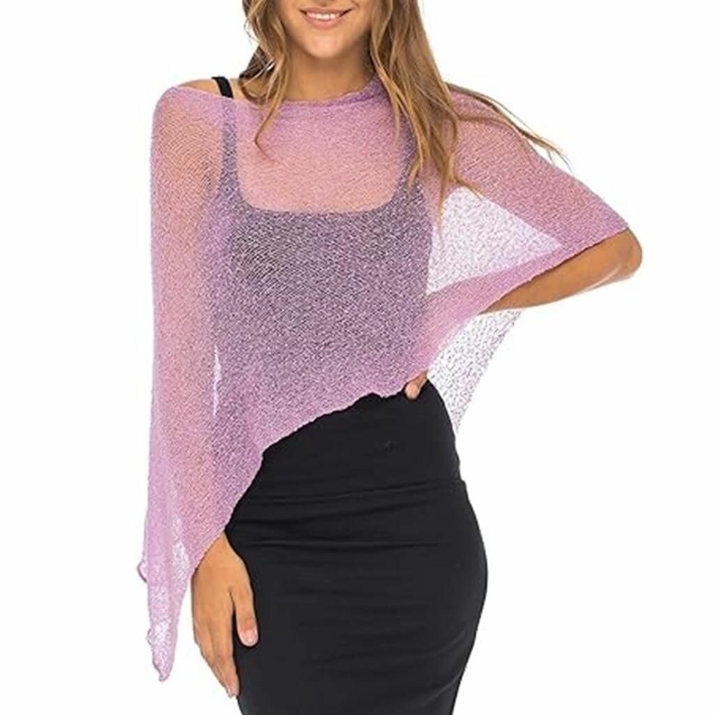 Прозрачная кружевная пончо-накидка, P