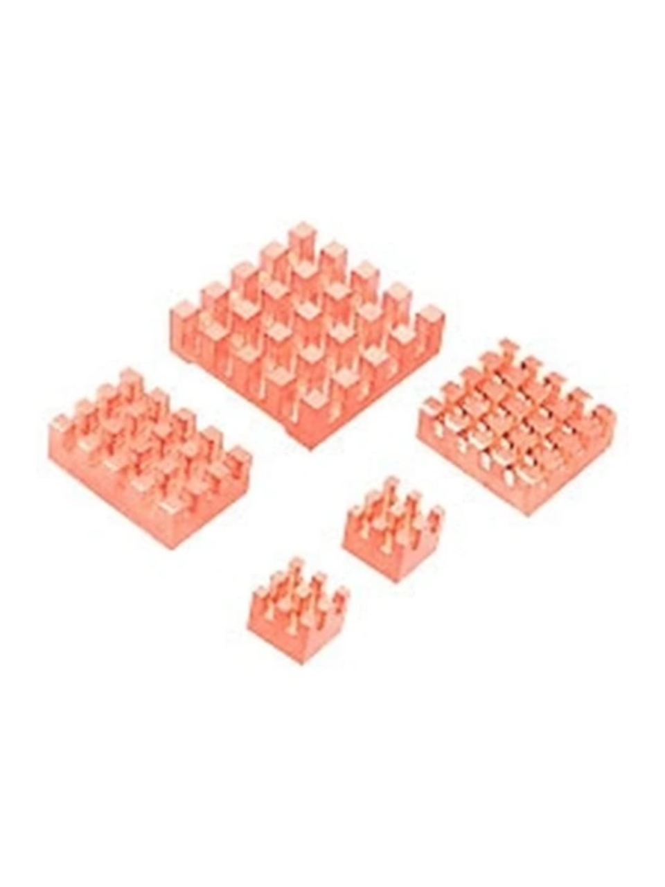 Радиатор Qumo RS051 51377 набор 5шт pure copper heat sink for Raspberry Pi 5 (17×17, 15×10, 12×13, 6×6, 5×5)