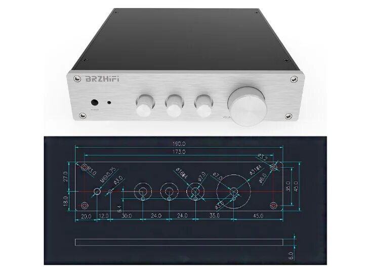 Корпус усилителя LPFEIION F1 алюминиевый Version 2