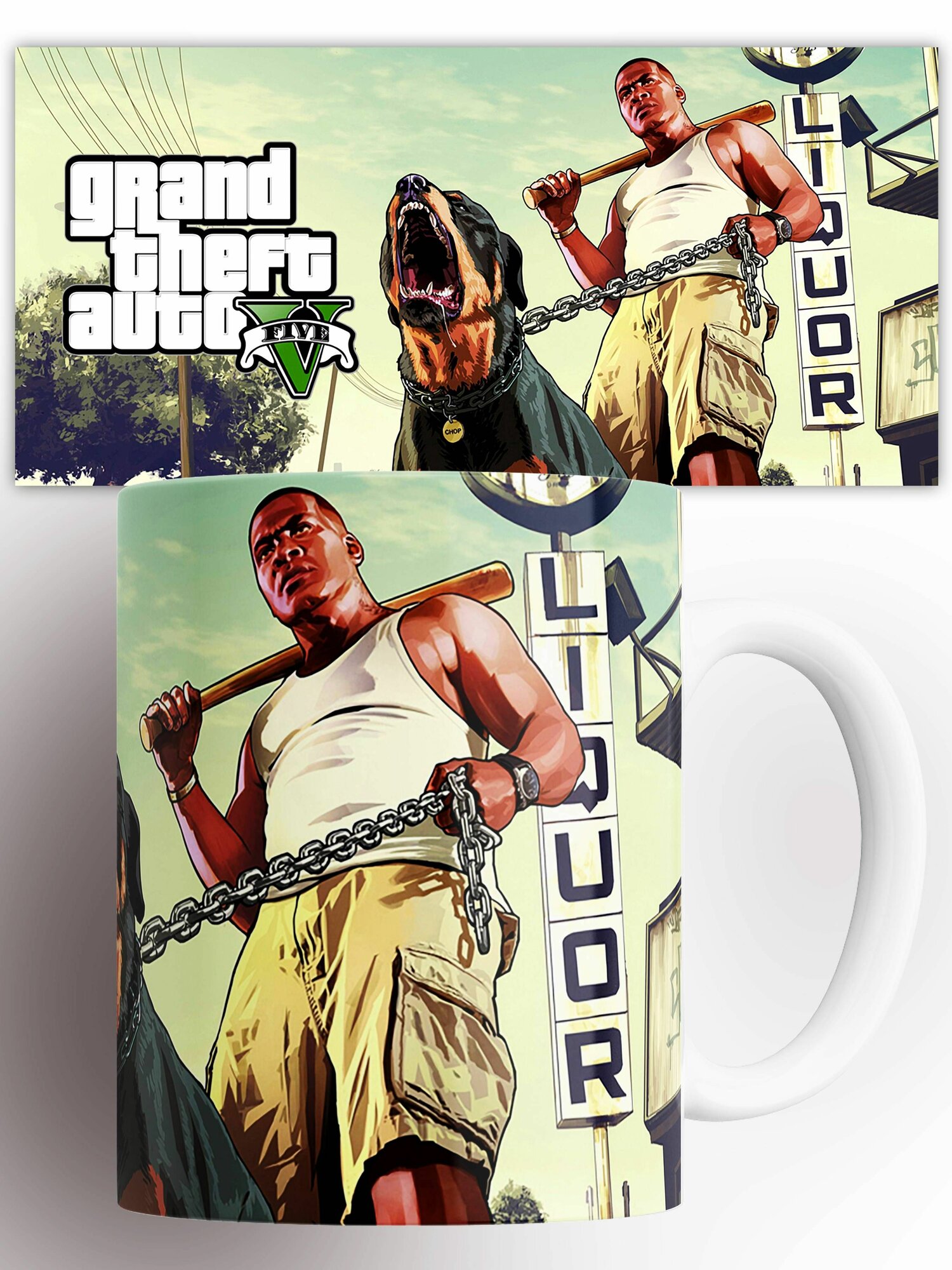 Кружка Франклин и Чоп ГТА 5 GTA 5 Grand Theft Auto GTA V игра принт 330 мл