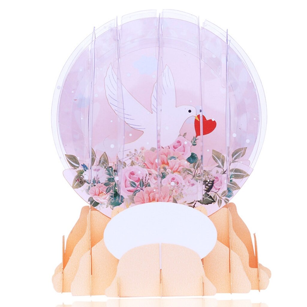 3D Хрустальный Шар на День Святого Валентина Поздравительная Открытка Голуби Цветок Складные Открытки для Пары Жена Открытки на Годовщину Свадьбы