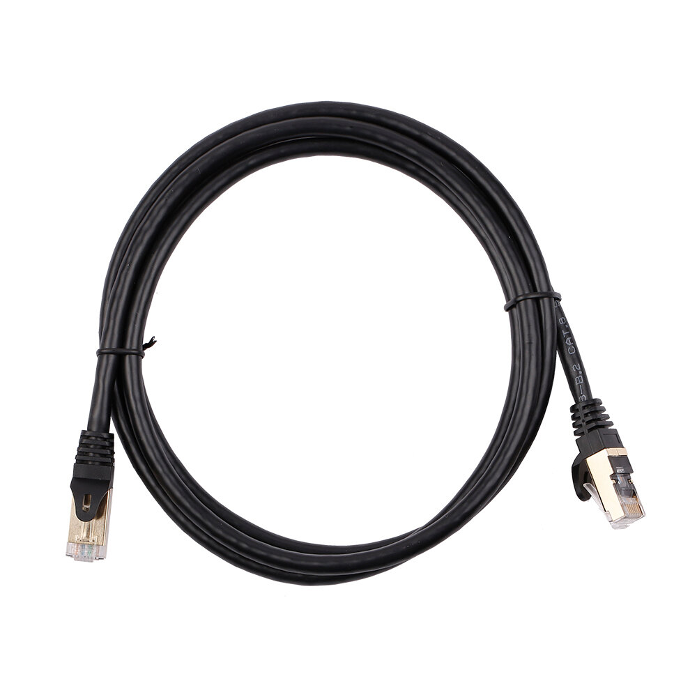 Кабель сеть CAT8 40Gbps 2000MHz 26AWG медь чистая ядро золотое покрытие интерфейс 1.5M черный PVC толщина 6mm RJ45 8P8C многослойное экранирование