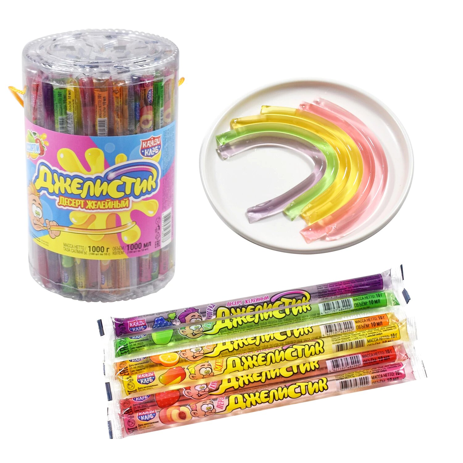 Десерт желейный "Зубная паста" ассорти, 55 г, канди клаб, 30шт.