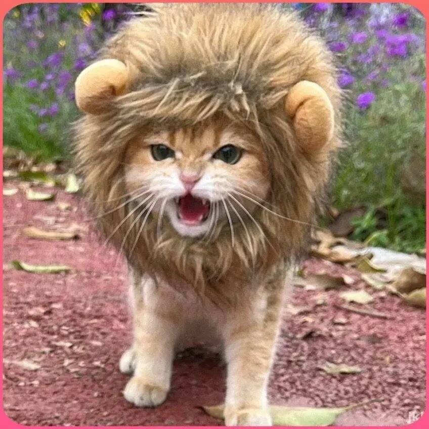 Шапка с гривой льва для кошек и маленьких собак. Размер S.