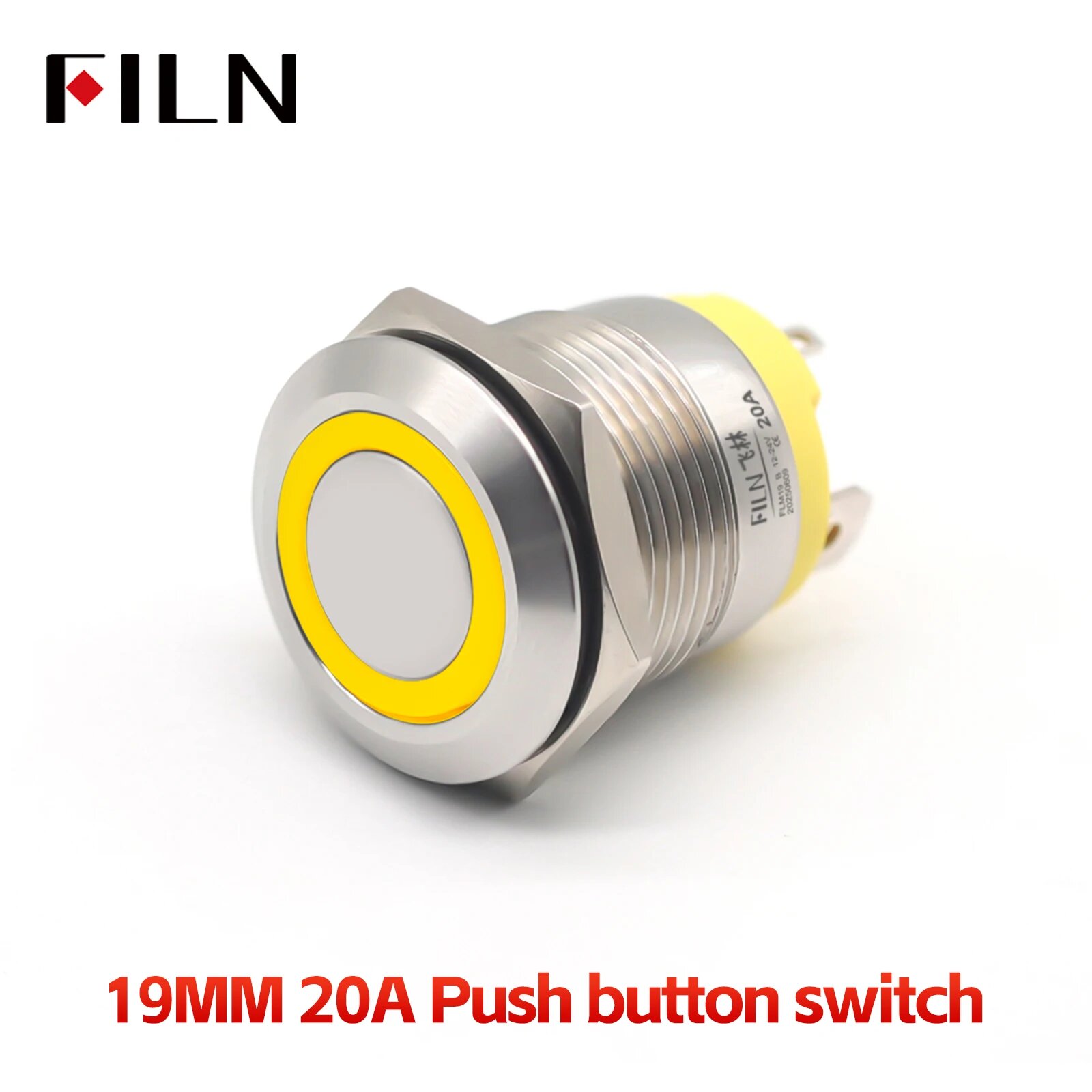 19 мм 20 А сильноточный металлический кнопочный переключатель 12 В 24 В 110 В 220 В IP68 водонепроницаемая нержавеющая автомобильная морская промышленная панель управления