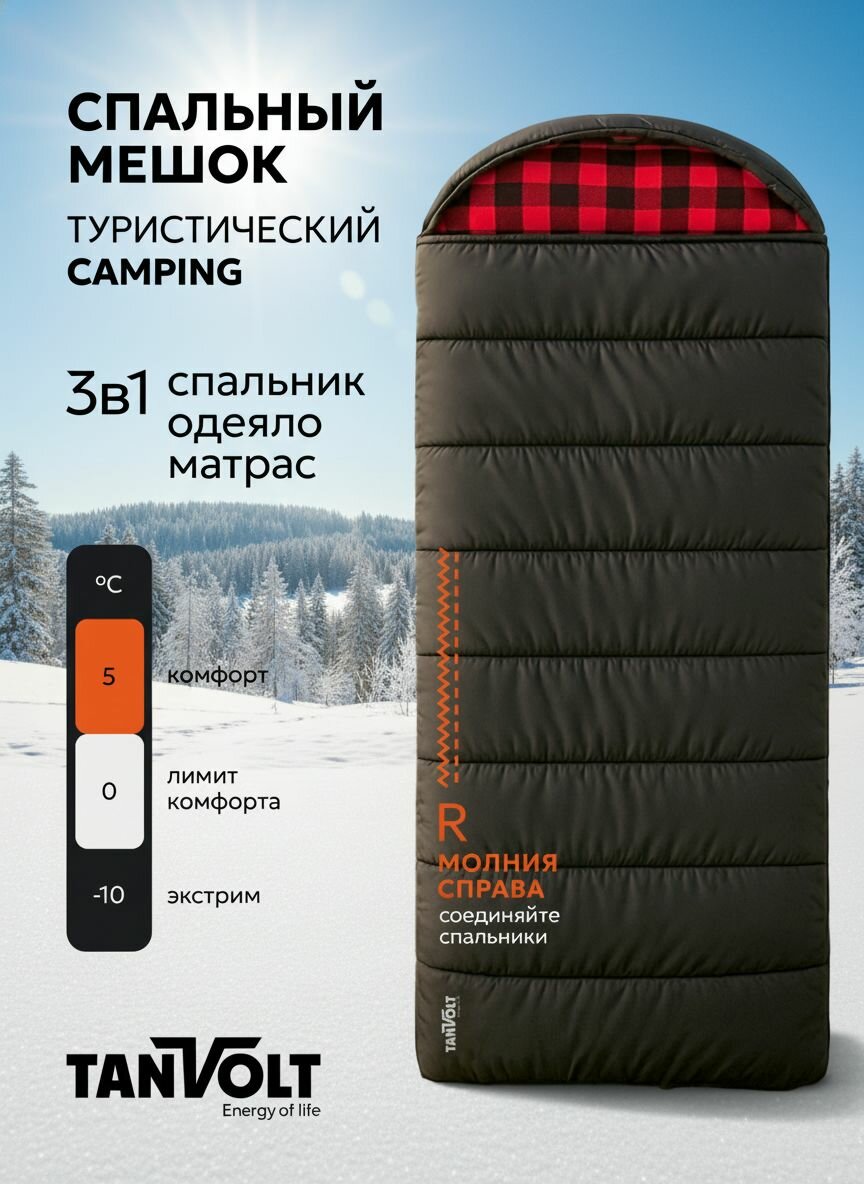 Спальный мешок туристический утепленный кемпинговый одеяло