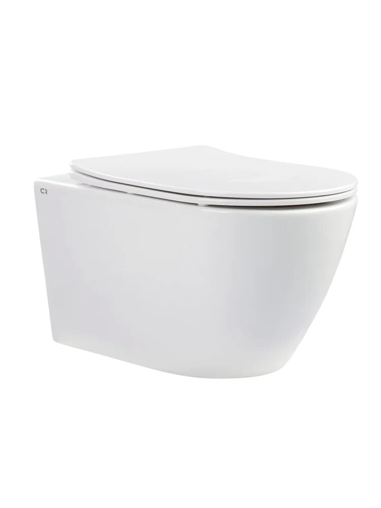 Унитаз подвесной CHARUS Estella EWC700-121W с микролифтом, безободковый, без бачка, фарфоровый, антивсплеск, белый, овальный