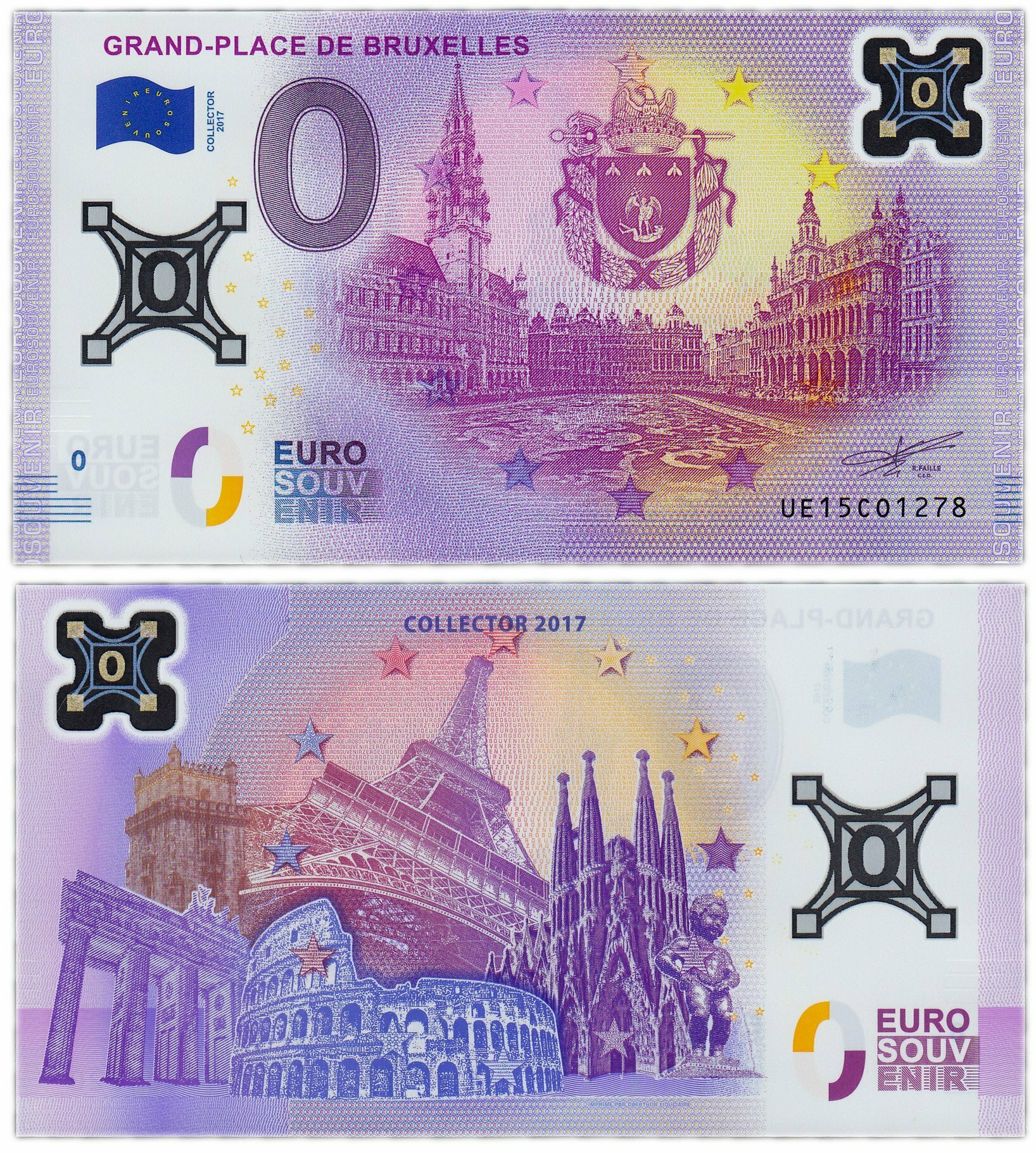 0 евро euro "Гран-Плас, Брюссель" Collector 2017 Пластик лимитированная серия