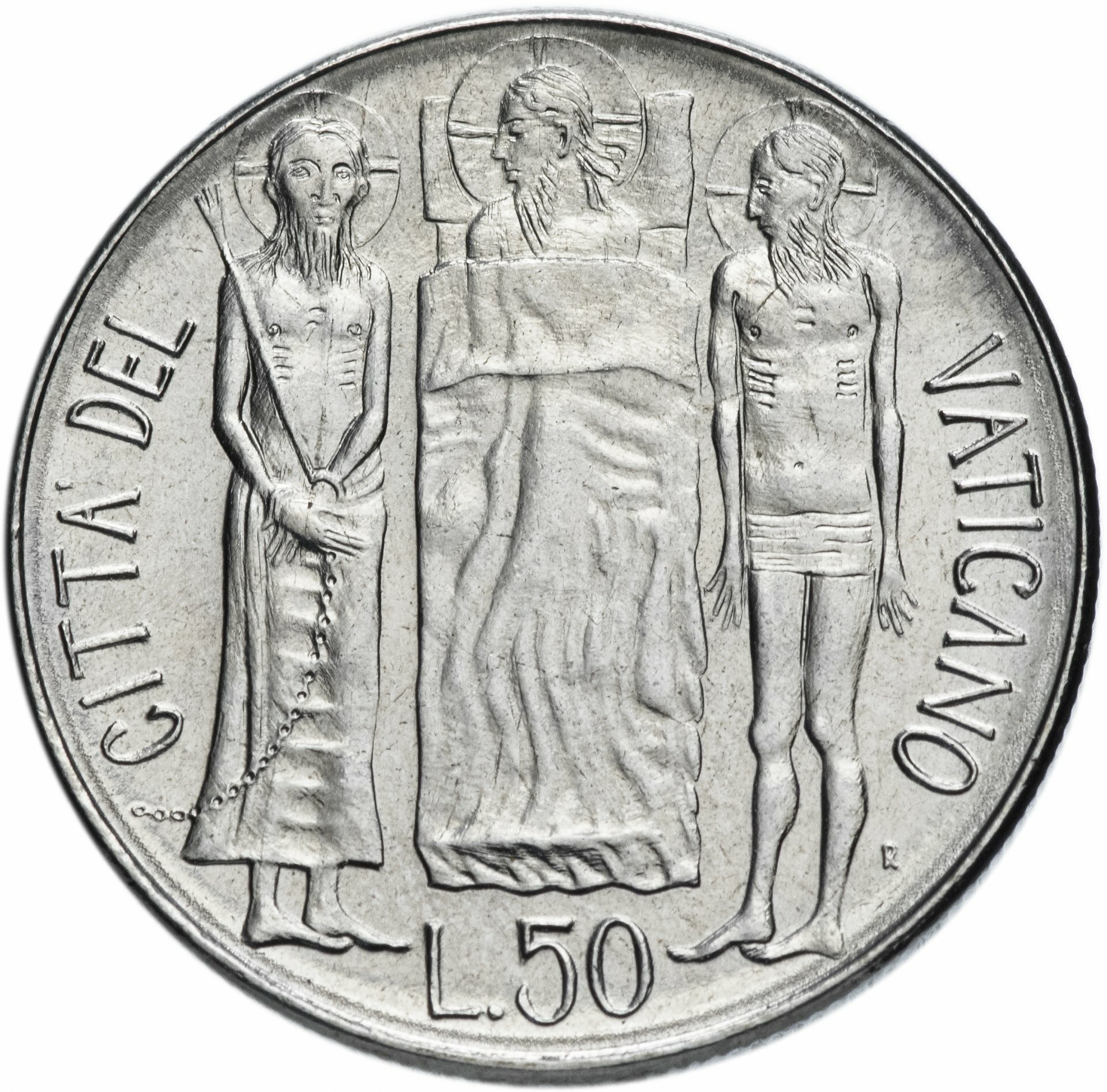 Ватикан 50 лир 1981, Сталь, в сохранности UNC