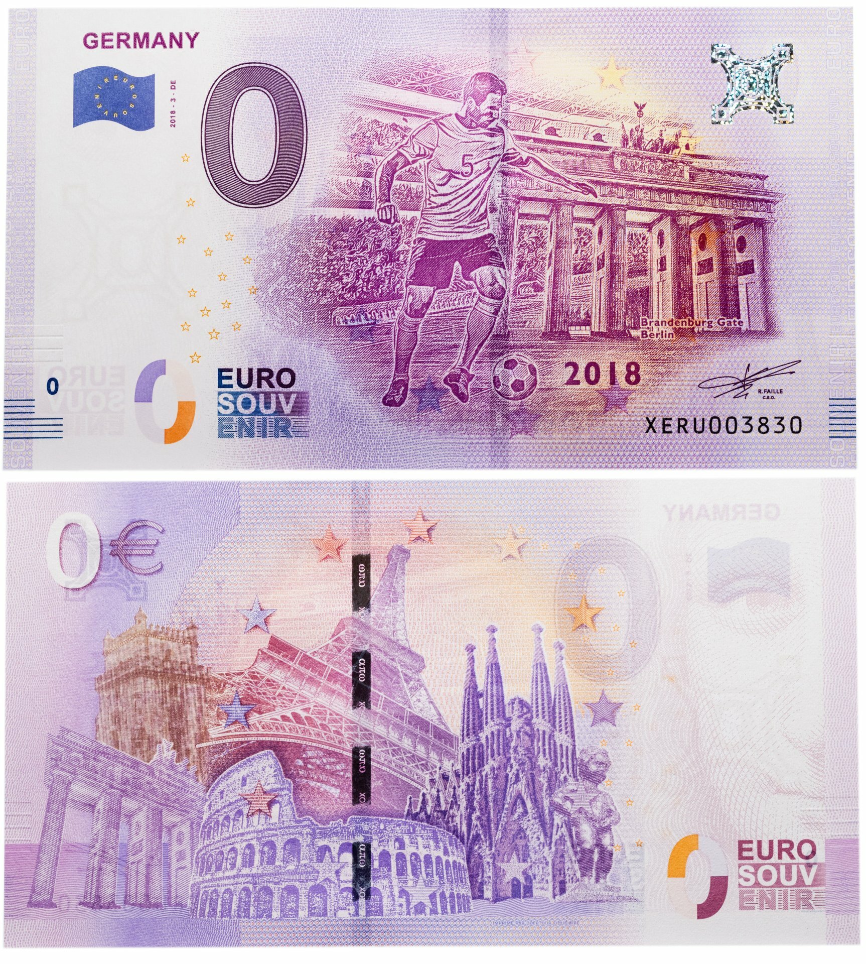 0 евро euro Футбол Чемпионат Мира страна участник - "Германия" в буклете с сертификатом