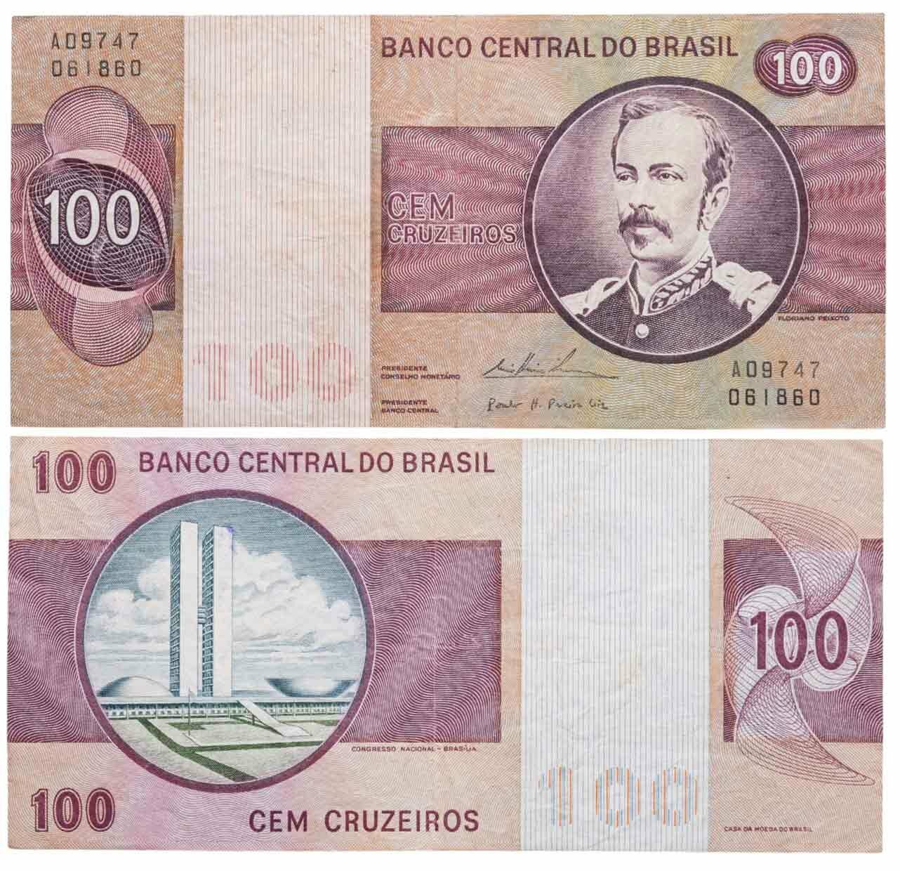 Бразилия 100 крузейро 1974-1981 года Pick 195Аа2