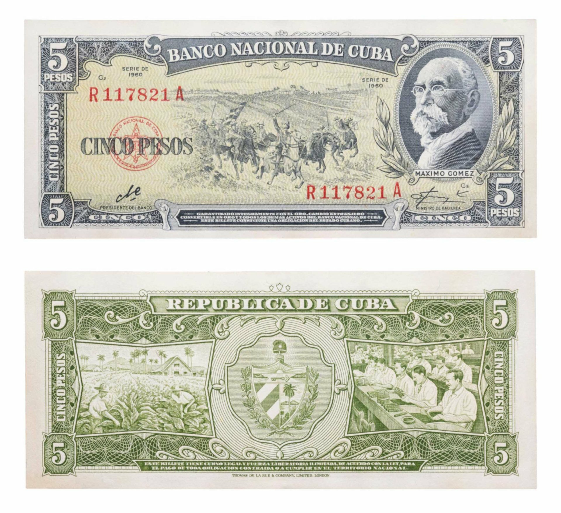 Куба 5 песо 1960 года P-91c подпись Че Гевара