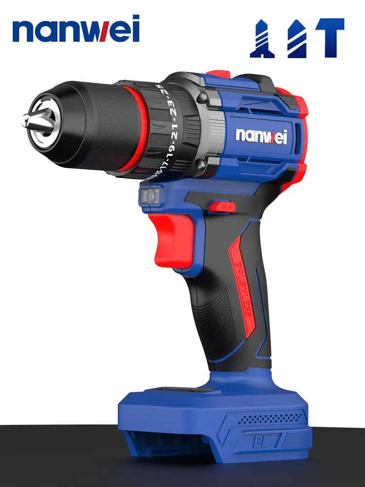 Электрический шуруповерт NANWEI С функцией удара 70 Нм Цанга 13 мм , 20 В