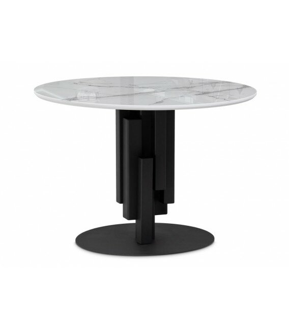 Стол стеклянный Stake 110х75 белый мрамор / черный 9571395
