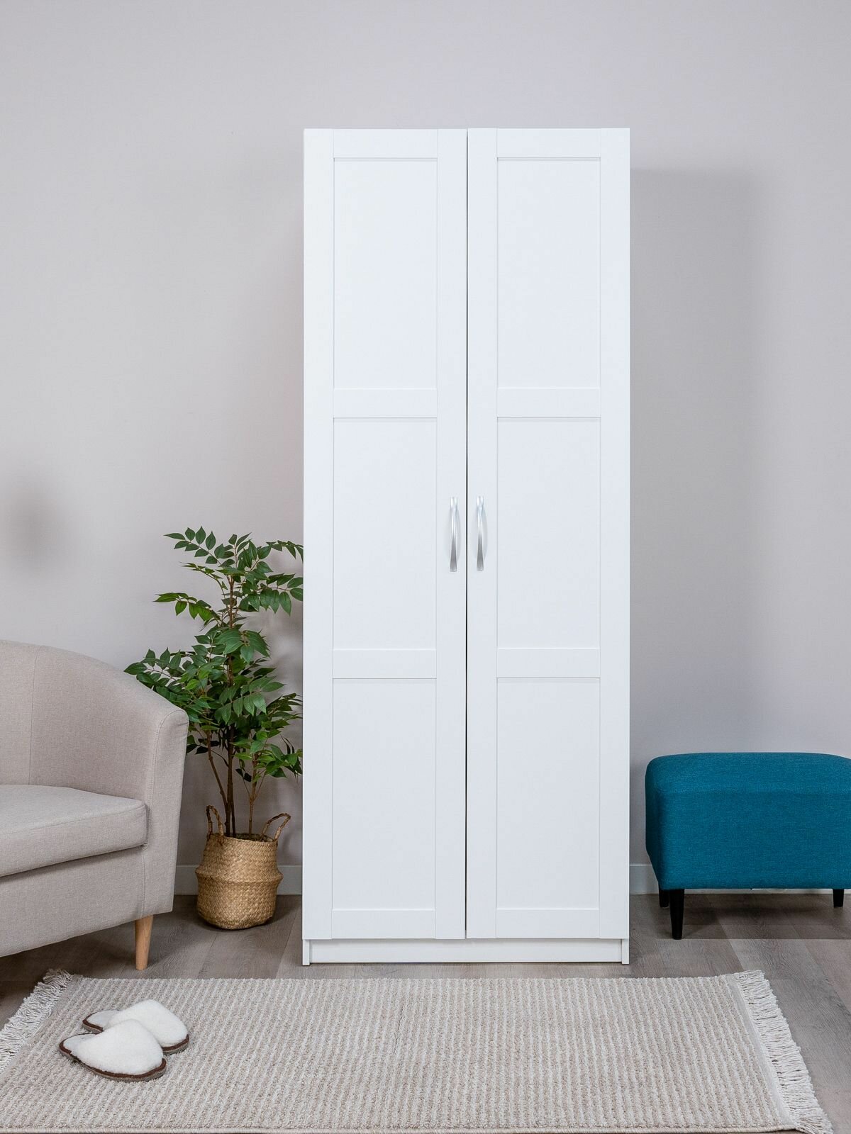 Шкаф Пегас, 2 двери сборные, 78х58х202 см, белый, ГУД лакк