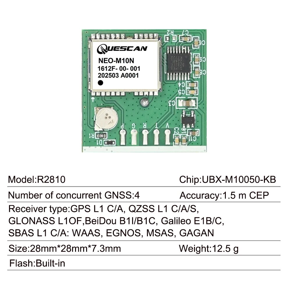QUESCAN GPS модуль R287/R288/R2810 RS232 UBX-10 chipset