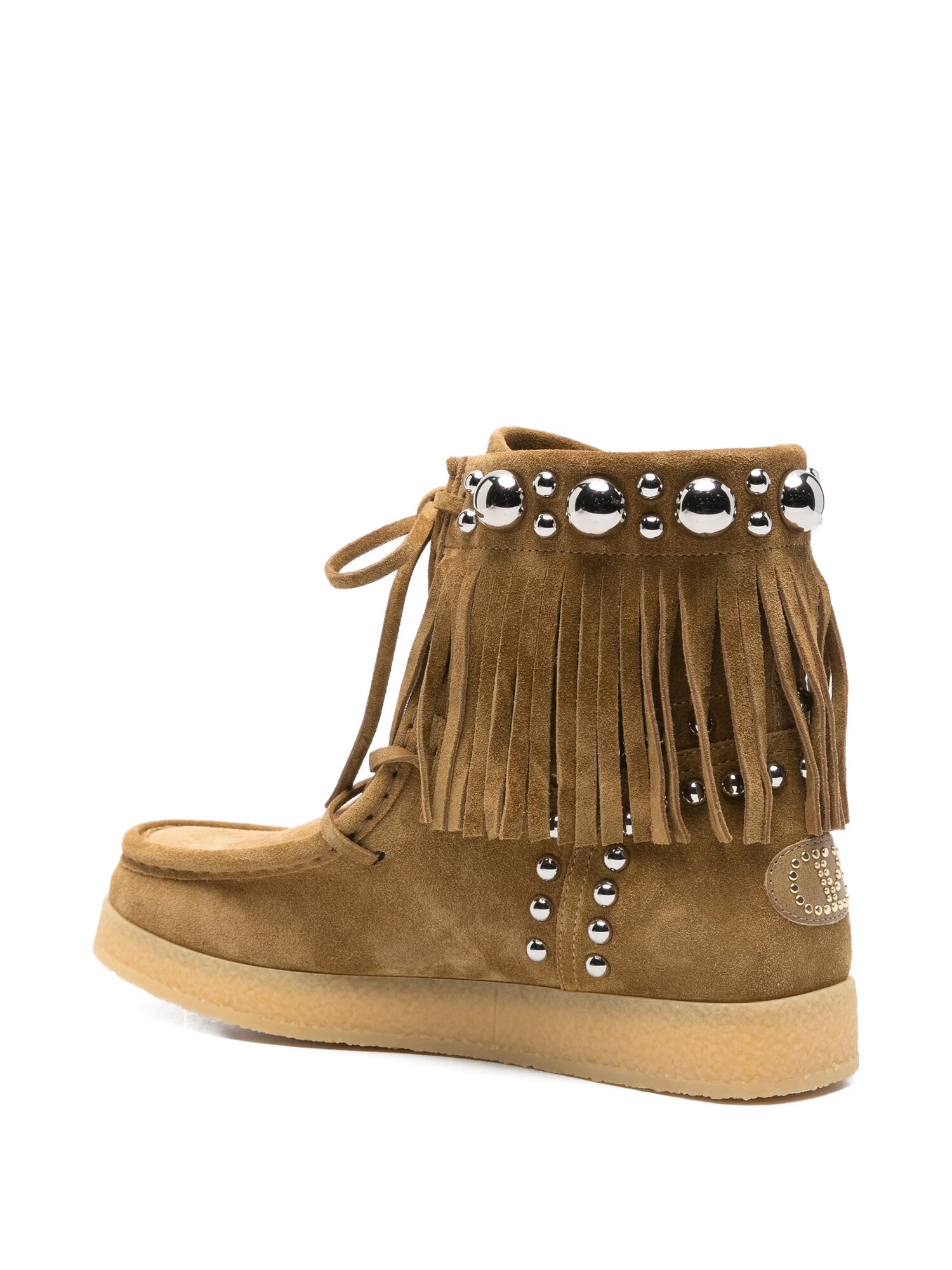 Ботинки Valentino Fringed-upper studded ankle boots, размер 40, коричневый — фото 1
