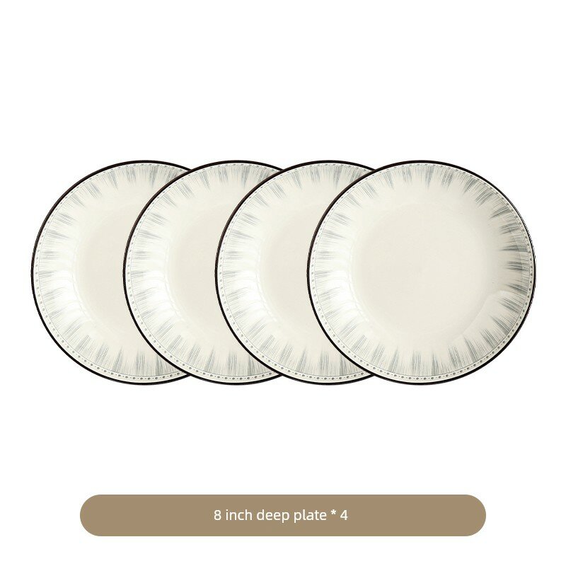 Набор из 4 керамических тарелок 8 дюймов, подходящих для микроволновки, стильная посуда для завтрака или ужина,