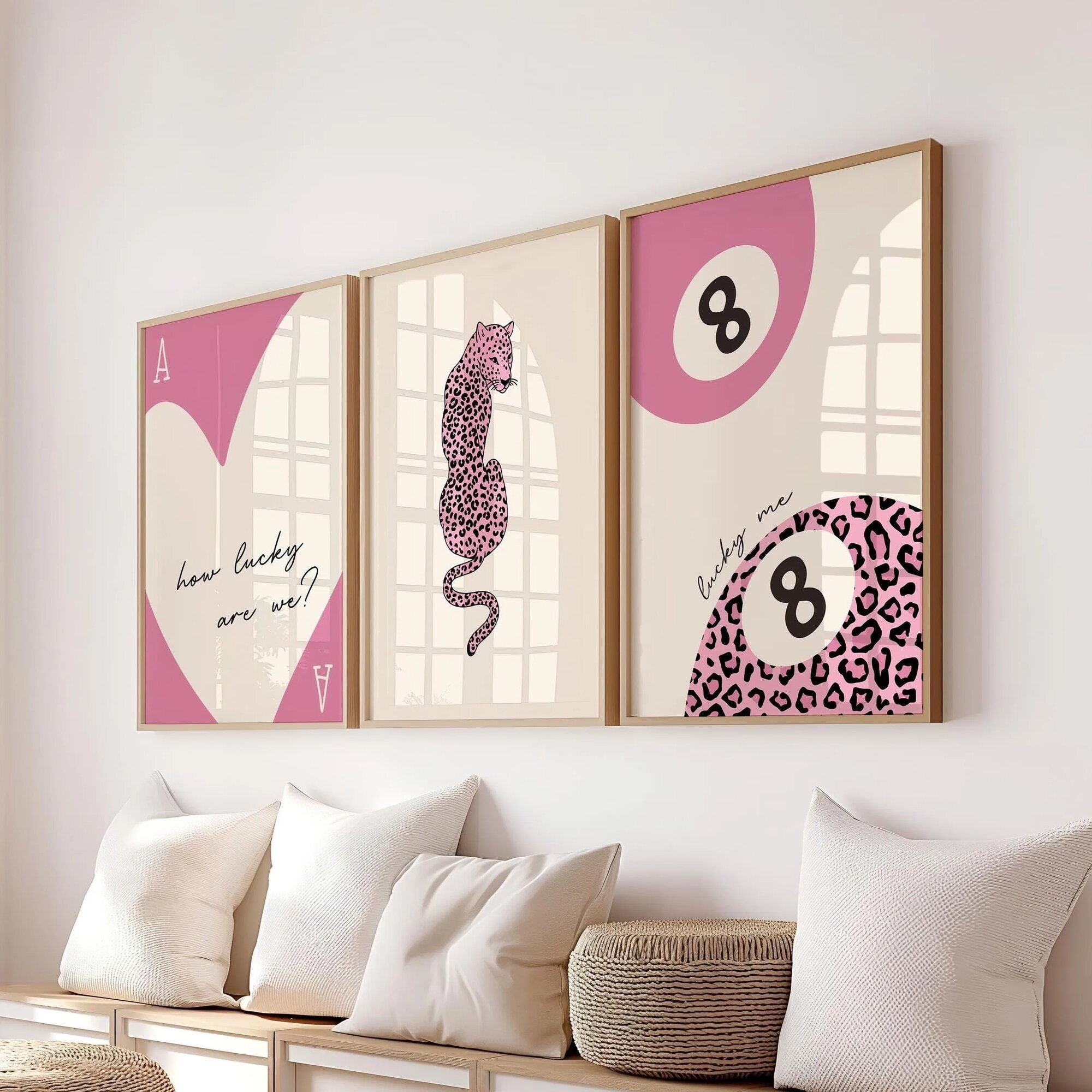 Розовый набор картин на холсте 30x40см, WO2111-3pcs