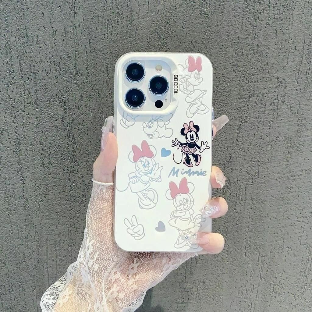 Чехол на Редми Нот 14 4G / REDMI NOTE 14 4G белый Чехол с контурными рисунками Минни в стиле дудл силиконовый противоударный