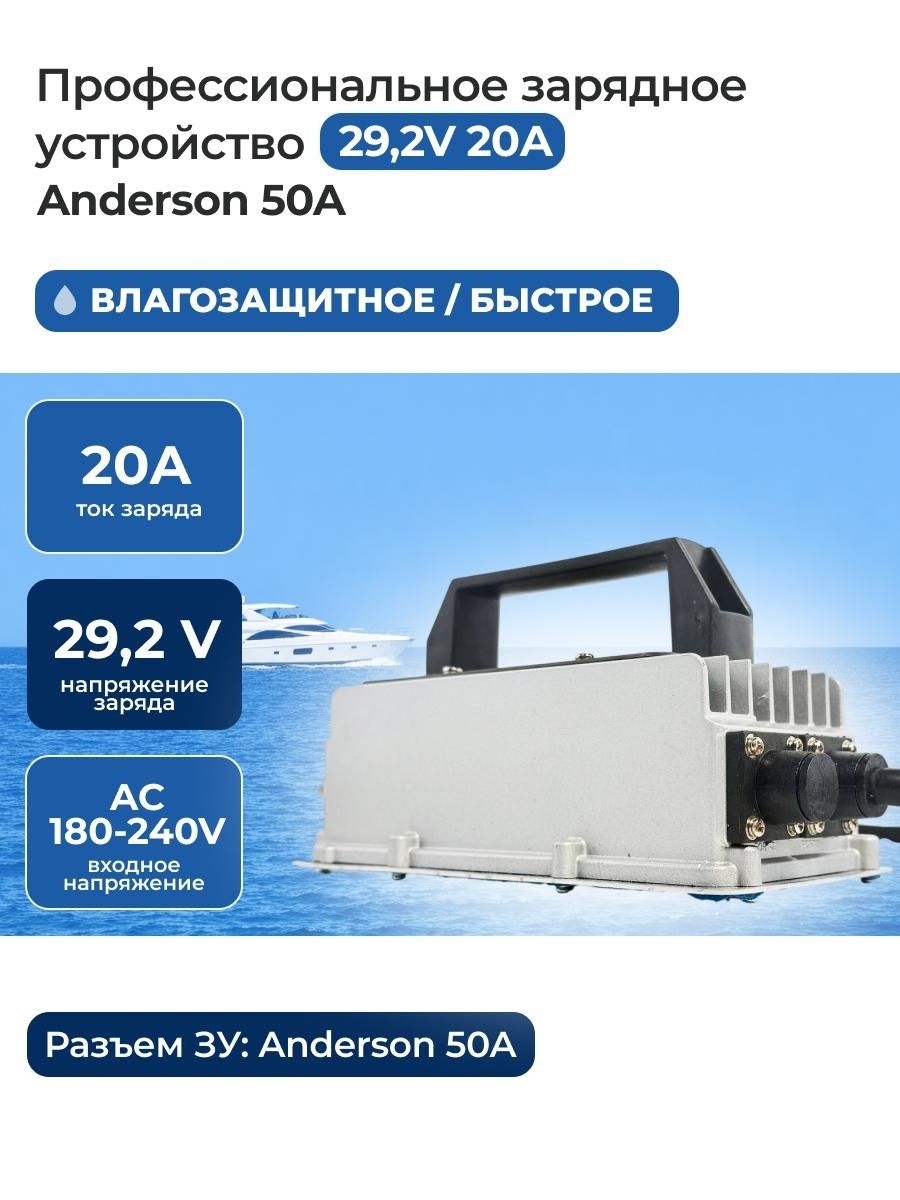 Влагозащищенное быстрое зарядное устройство 29,2v 20A (андерсон 50А) IP67
