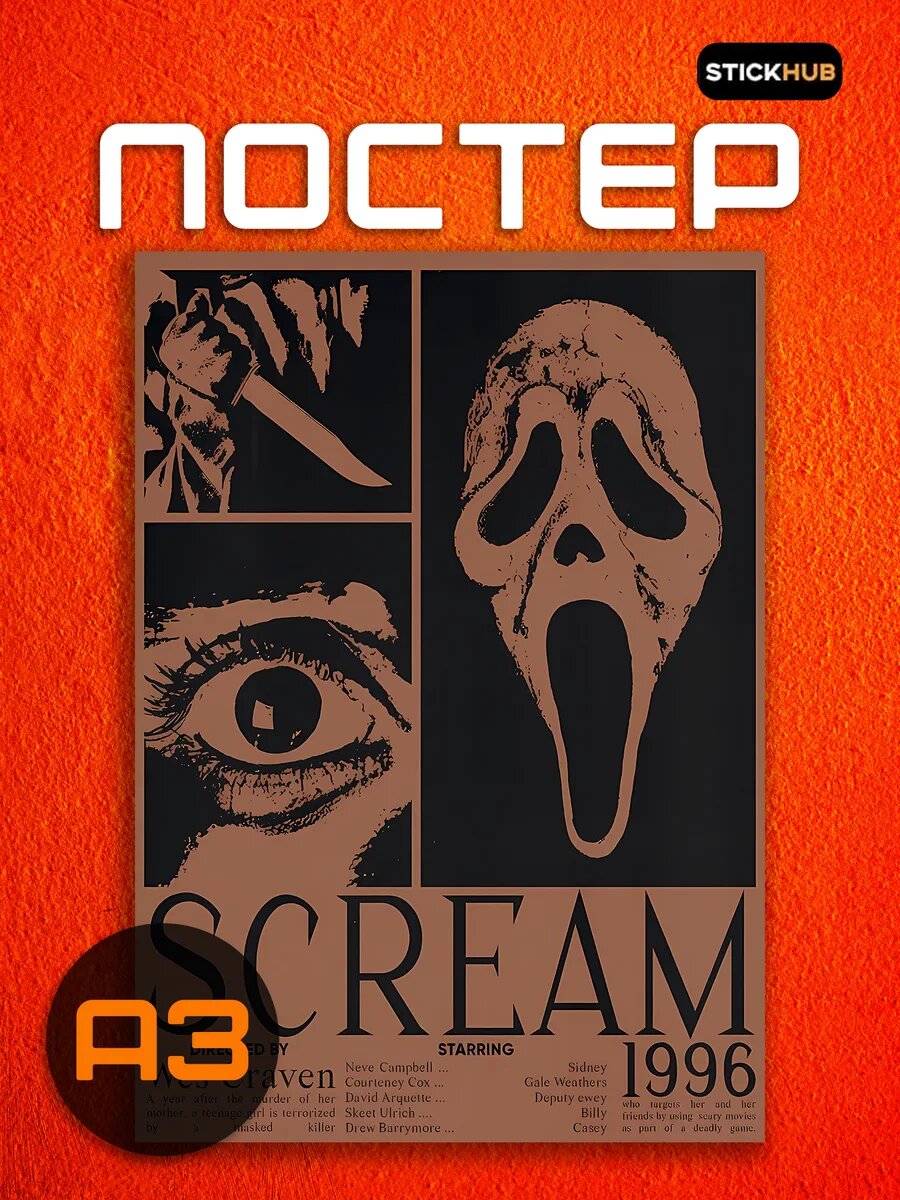 Постеры на стену интерьерные GHOSTFACE Крик
