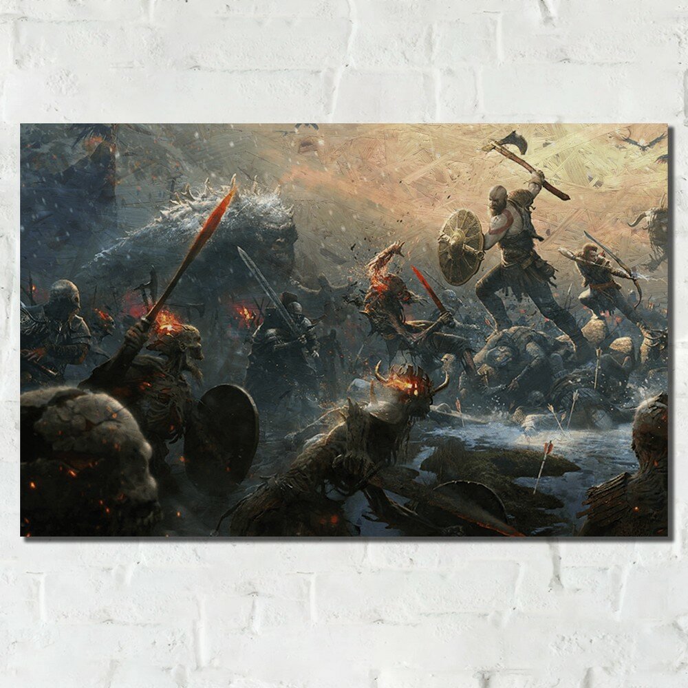 Картина интерьерная на рельефной доске ОСП Игры God of War IV - 14209