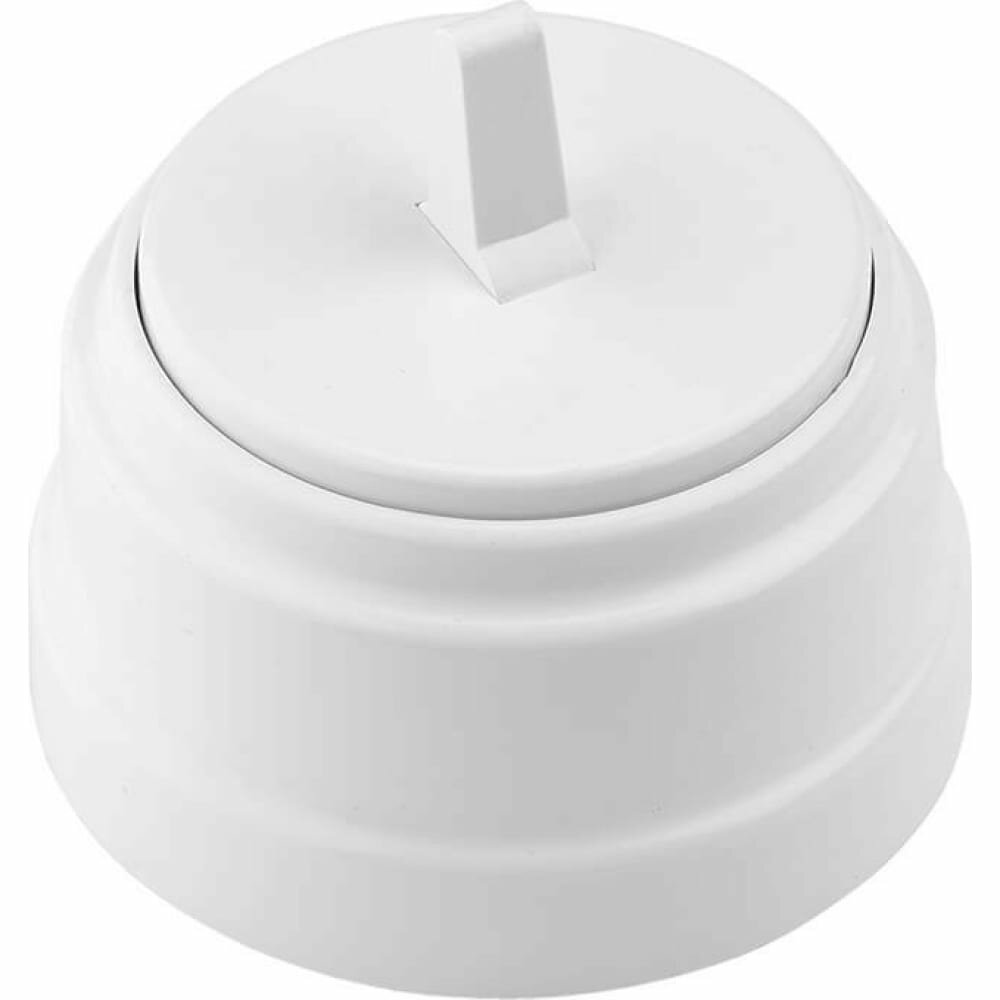 Тумблерный проходной 1-клавишный выключатель Bylectrica, 10А ОУ, серия ретро, белый, А610-2265