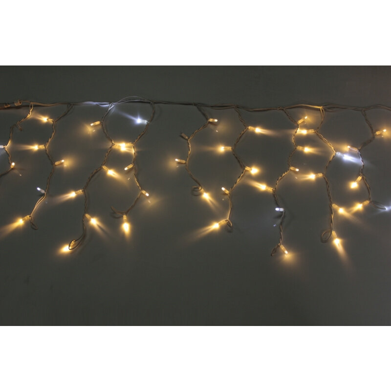 LED-RPLR-160-4.8M-240V-WW/WH-F(CW) белые теплые LED/Flash CW/провод белый каучук. Уличная LED гирлянда бахрома Айсикл 4,8м, 160 LED, IP65. Neo-Neon