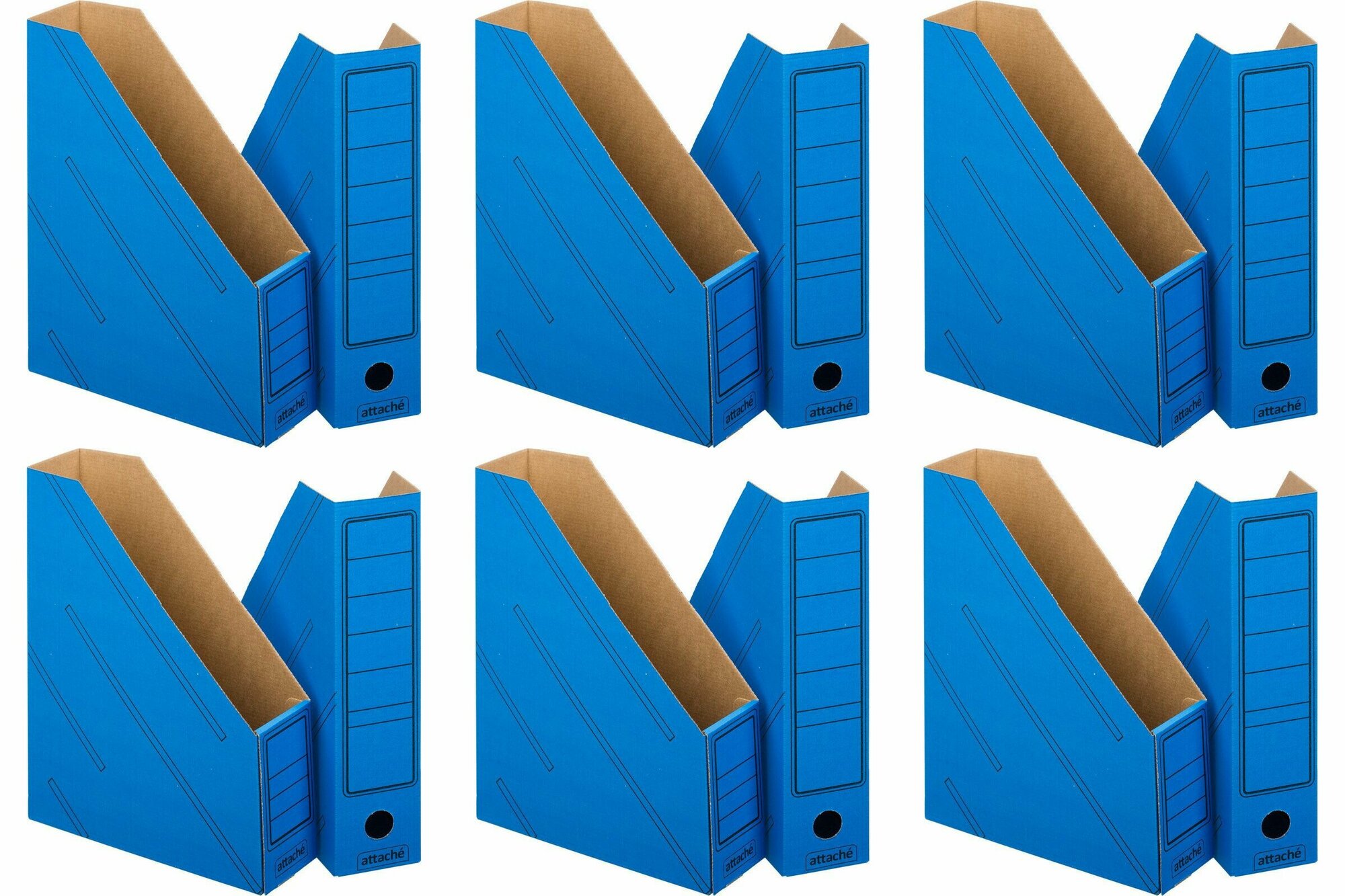 Attache Вертикальный накопитель Сборный, 75 мм, синий, 2 шт, 6 шт