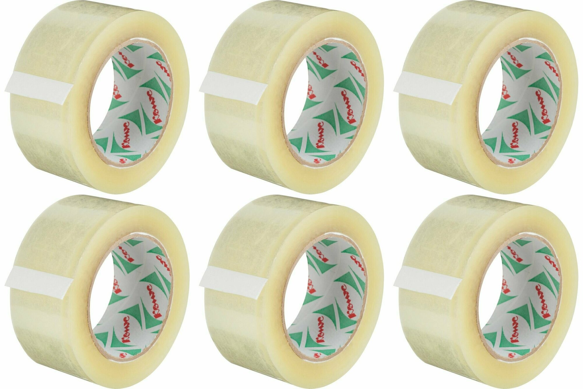 Комус Клейкая лента канцелярская упаковочная прозрачная, 50 мм, 100 м, 50 мкм, 6 шт