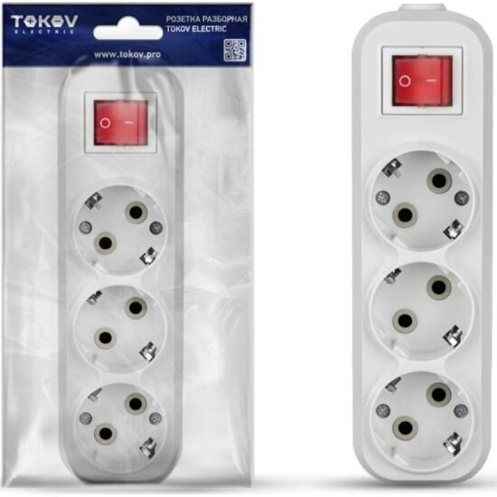 Колодка удлинителя Tokov Electric 3-м 16А с заземл. АБС-пластик бел, TKE-C01-KU3-Z