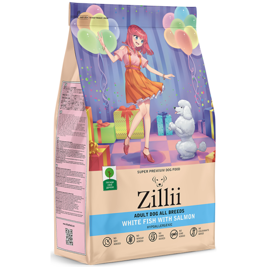 Корм сухой Zillii Adult Dog для взрослых собак Белая Рыба с Лососем, 3 кг