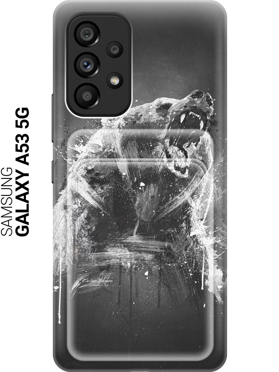 Чехол с карманом для карт на Samsung Galaxy A53 5G, Самсунг А53 5Г с принтом "Разъяренный медведь"