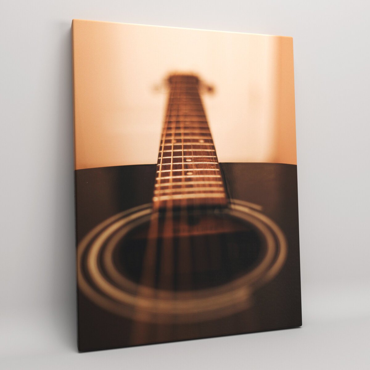 Картина на холсте (интерьерный постер) "Черная акустическая гитара" музыка и музыкальные инструменты, с деревянным подрамником, размер 30x40 см