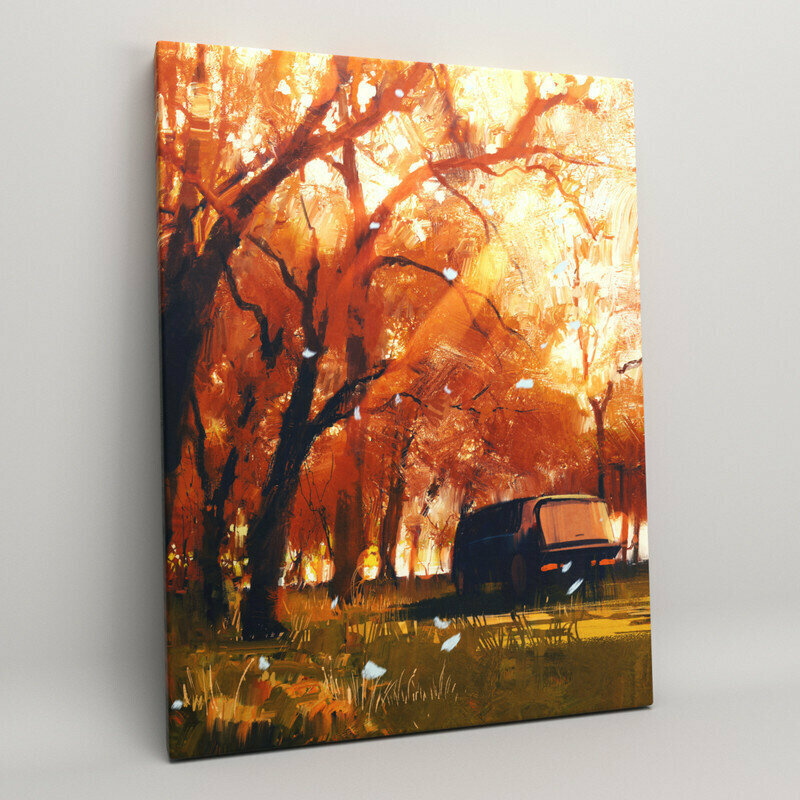 Картина на холсте (интерьерный постер) "Отдых в весеннем лесу - арт", с деревянным подрамником, размер 30x40 см