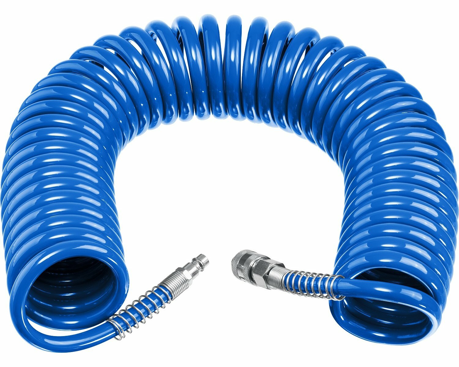 Воздушный спиральный шланг ЗУБР Профессионал 15 м 6х8 мм 15 бар с фитингами рапид