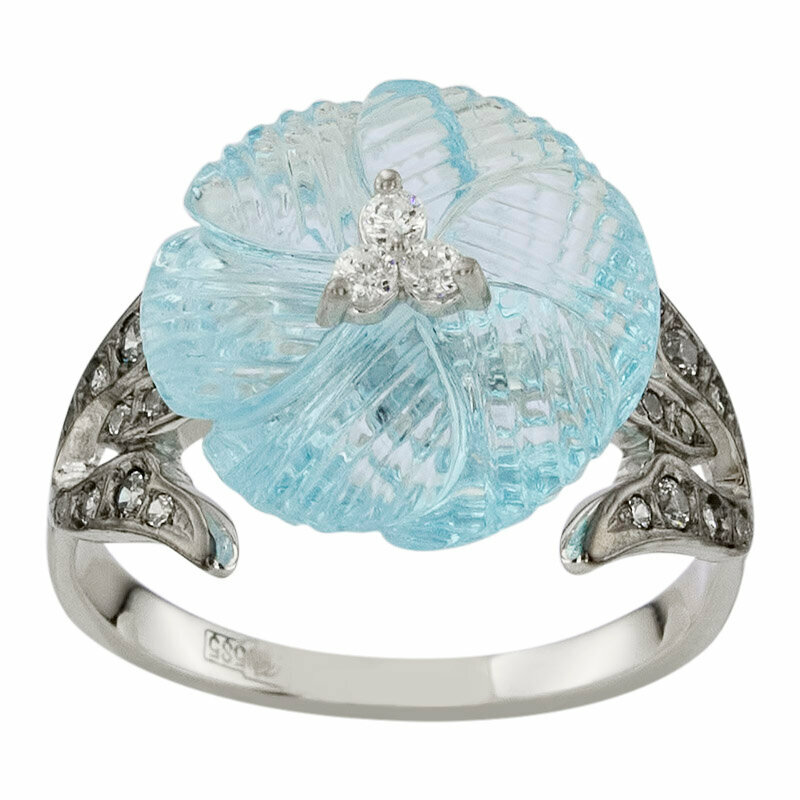 Кольцо, желтое золото, 585 проба, топаз