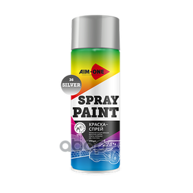 Краска серебряная аэрозоль 450мл акриловая Spray Paint Silver AIM-ONE AIM-ONE арт. SP-S36