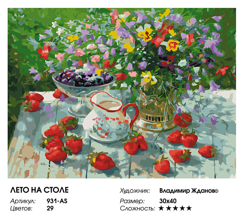Картина по номерам Дикая вишня "Лето на столе", 30x40 см, холст