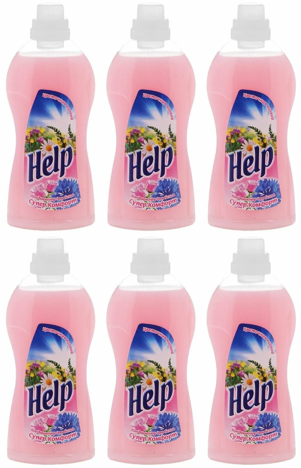 Help Кондиционер для белья Цветочная Поляна, Ароматерапия, 750 мл, 6 шт