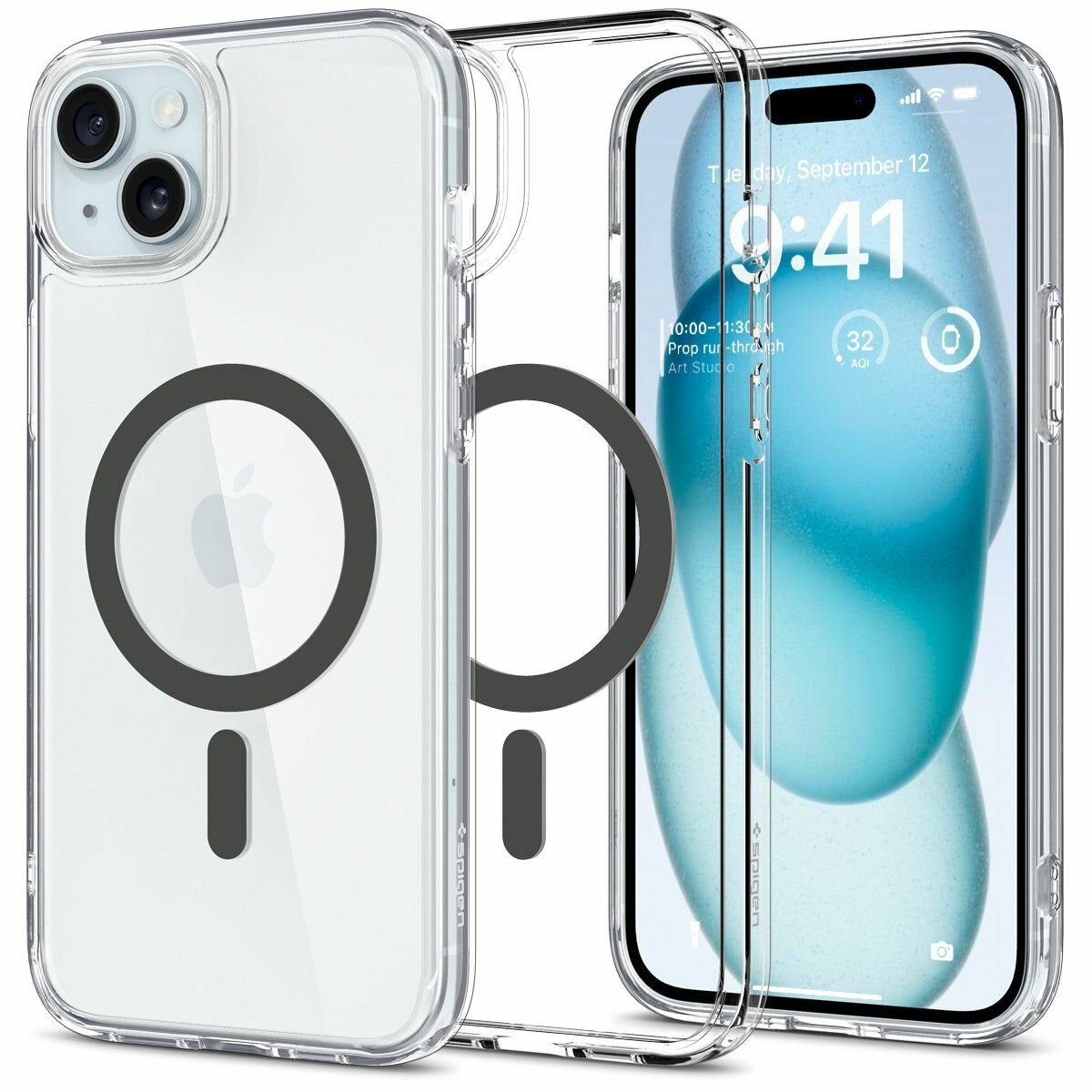 Чехол Spigen на Apple iPhone 15 Plus (ACS06662) Ultra Hybrid MagFit / Спиген чехол для Айфон 15 Плюс MagSafe, противоударный, с защитой камеры, серый