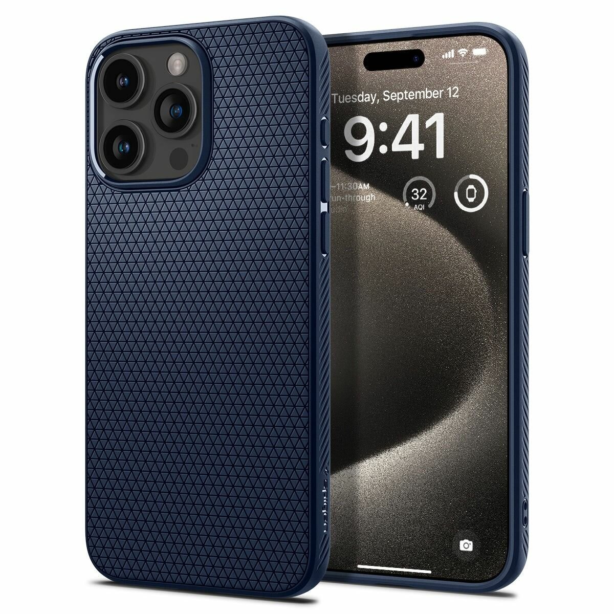 Чехол Spigen на Apple iPhone 15 Pro Max (ACS06563) Liquid Air / Спиген чехол для Айфон 15 Про Макс накладка, противоударный, с защитой камеры, синий